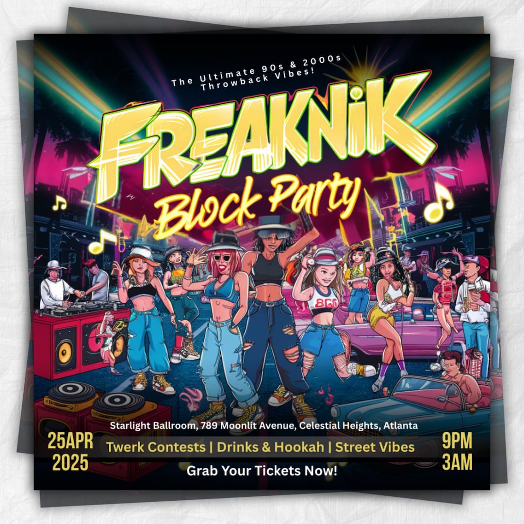 Freaknik Party Flyer, Block Party Flyer, Pool Mansion Party, Summer ...