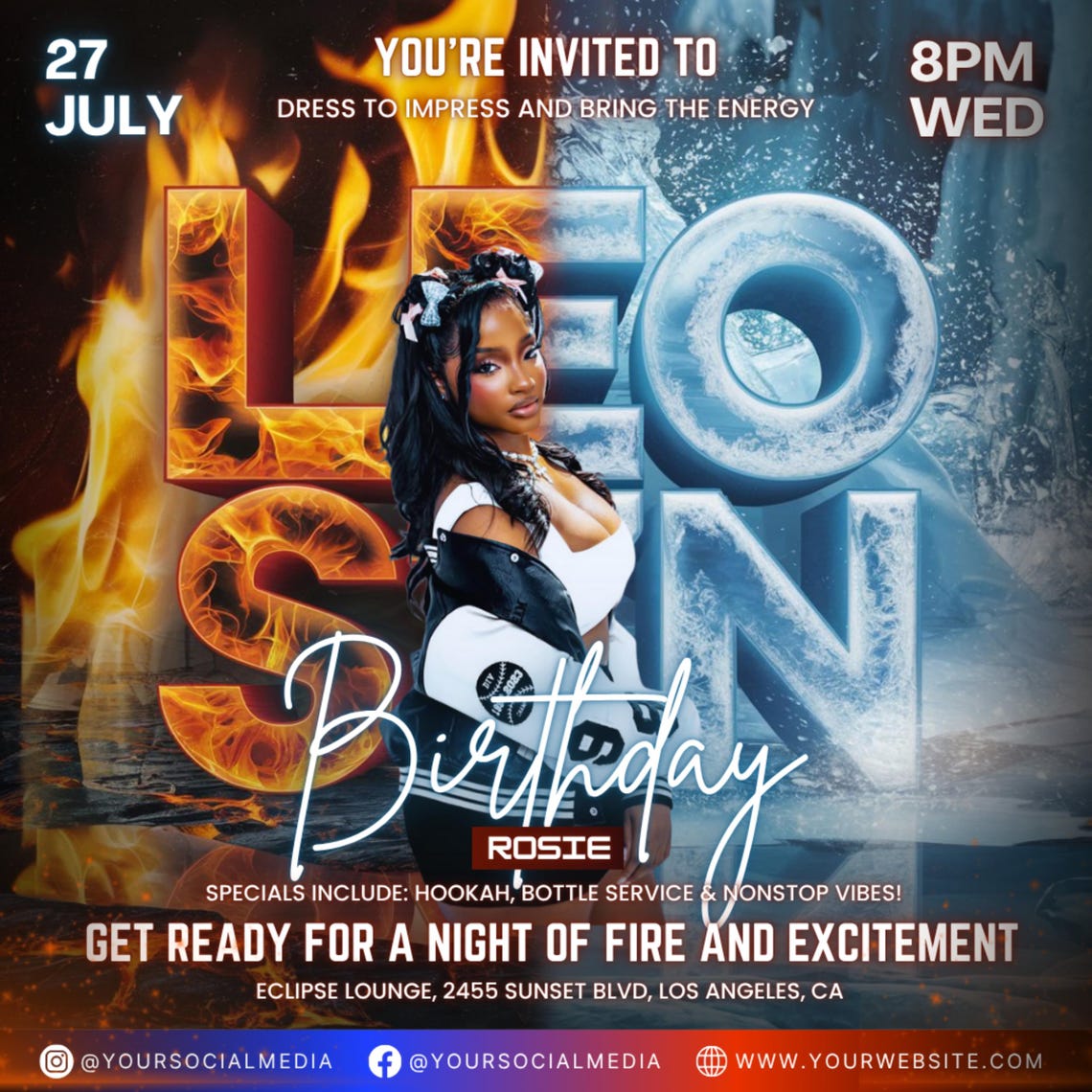 Leo Season Party Flyer, Birthday Szn Flyer, Leo Invitation Flyer, Leo ...