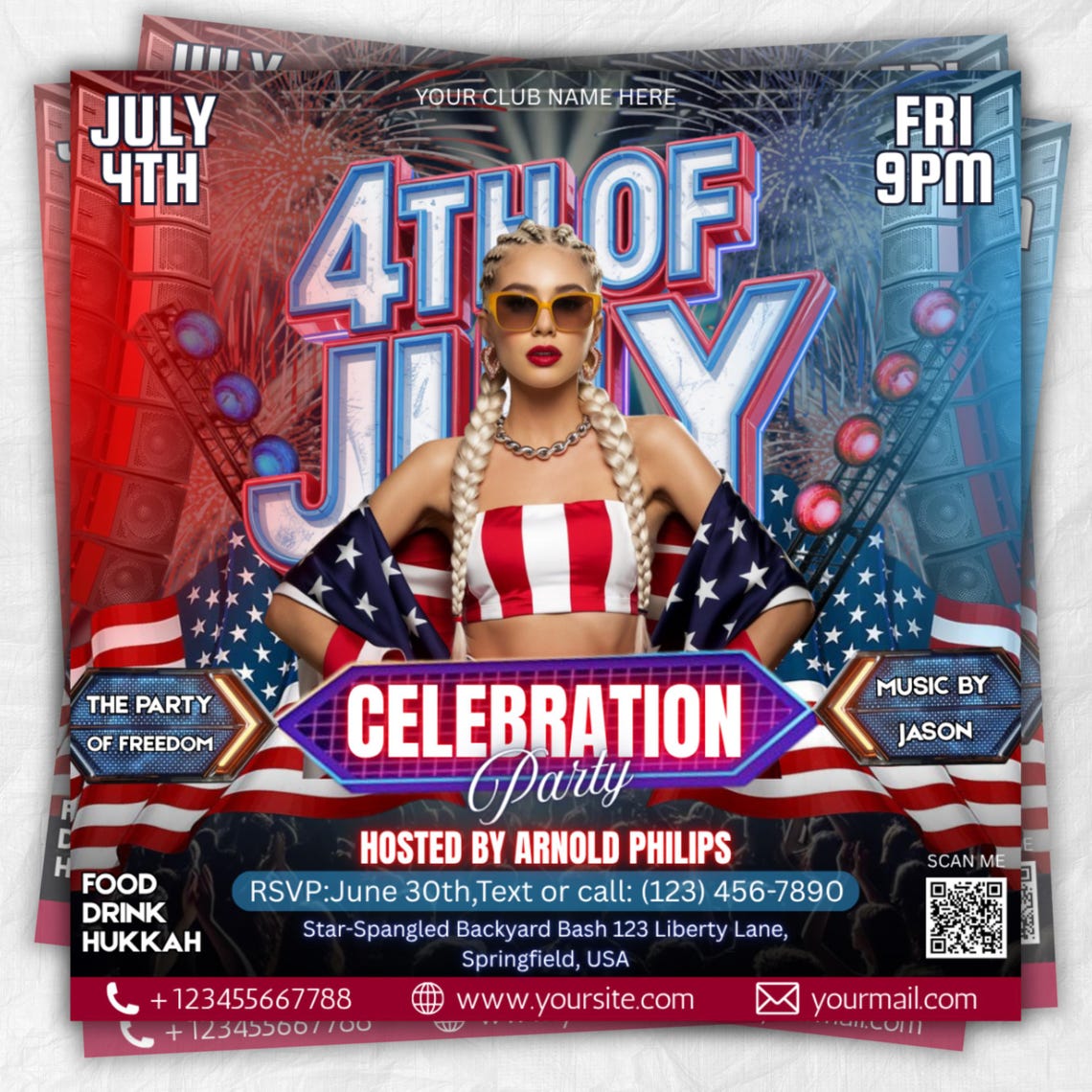 4th of July Flyer, 4th of July Party Flyer, Independence Day Flyer ...