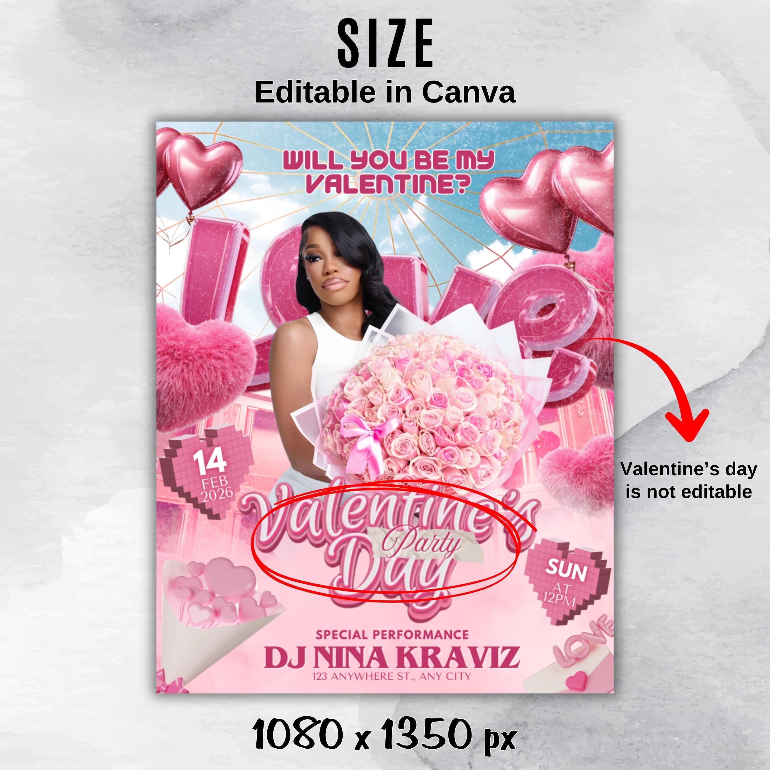 Valentine's Nightclub Flyer Template - Romantic Party Invite for Clubs ...