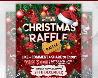 Christmas Raffle Flyer, Christmas Flyer, DIY Flyer Design Template ...