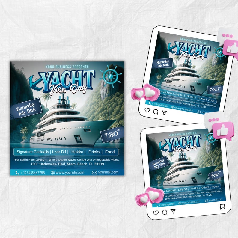 Yacht Party Flyer, Summer Party Flyer, Summer Beach Party Flyer, Dj ...