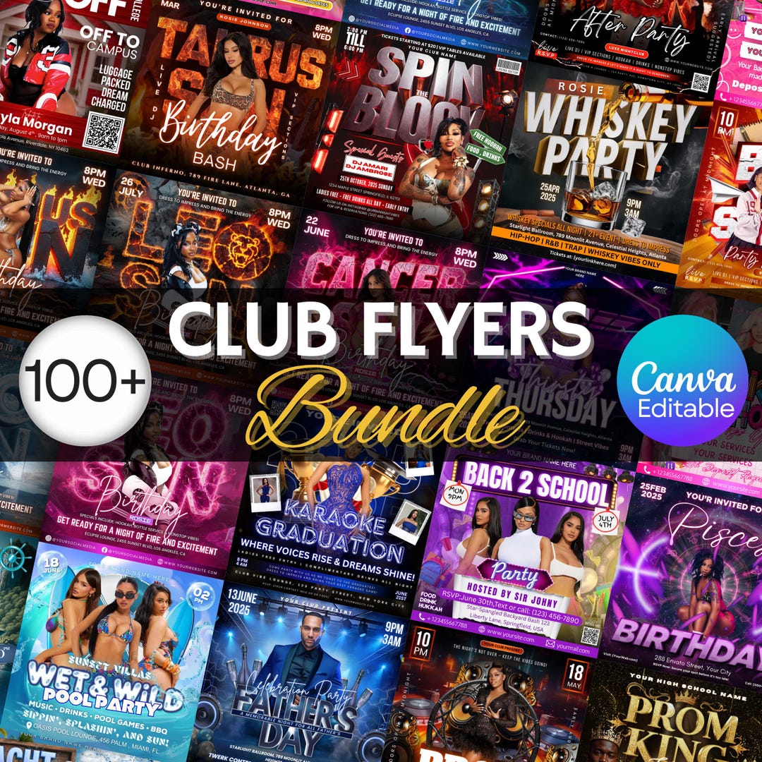 Party Flyers Bundle, Club Party Flyers, Night Club Flyers, Freaknik ...