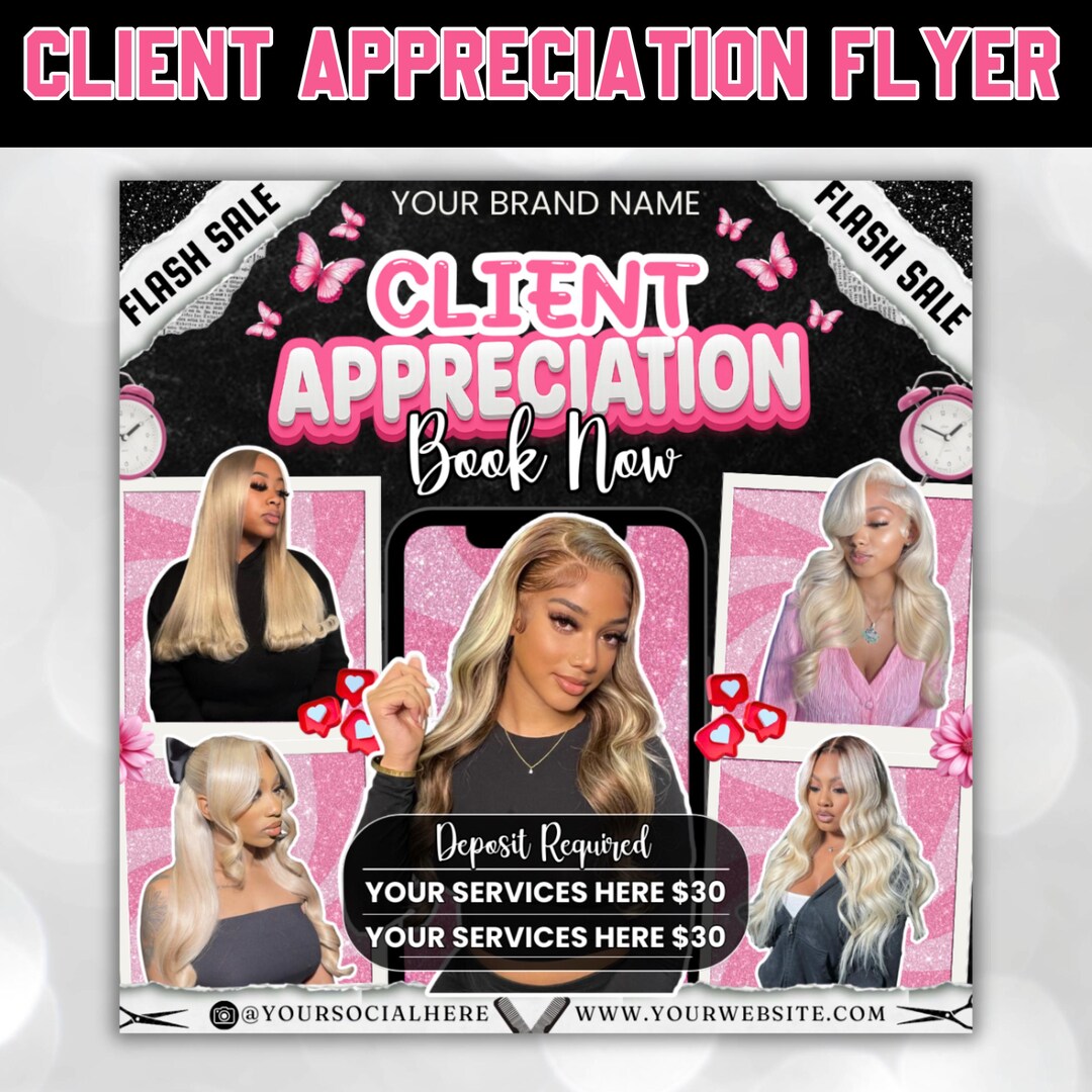 Client Appreciation Flyer, Client Appreciation Sale Flyer, Book Now ...