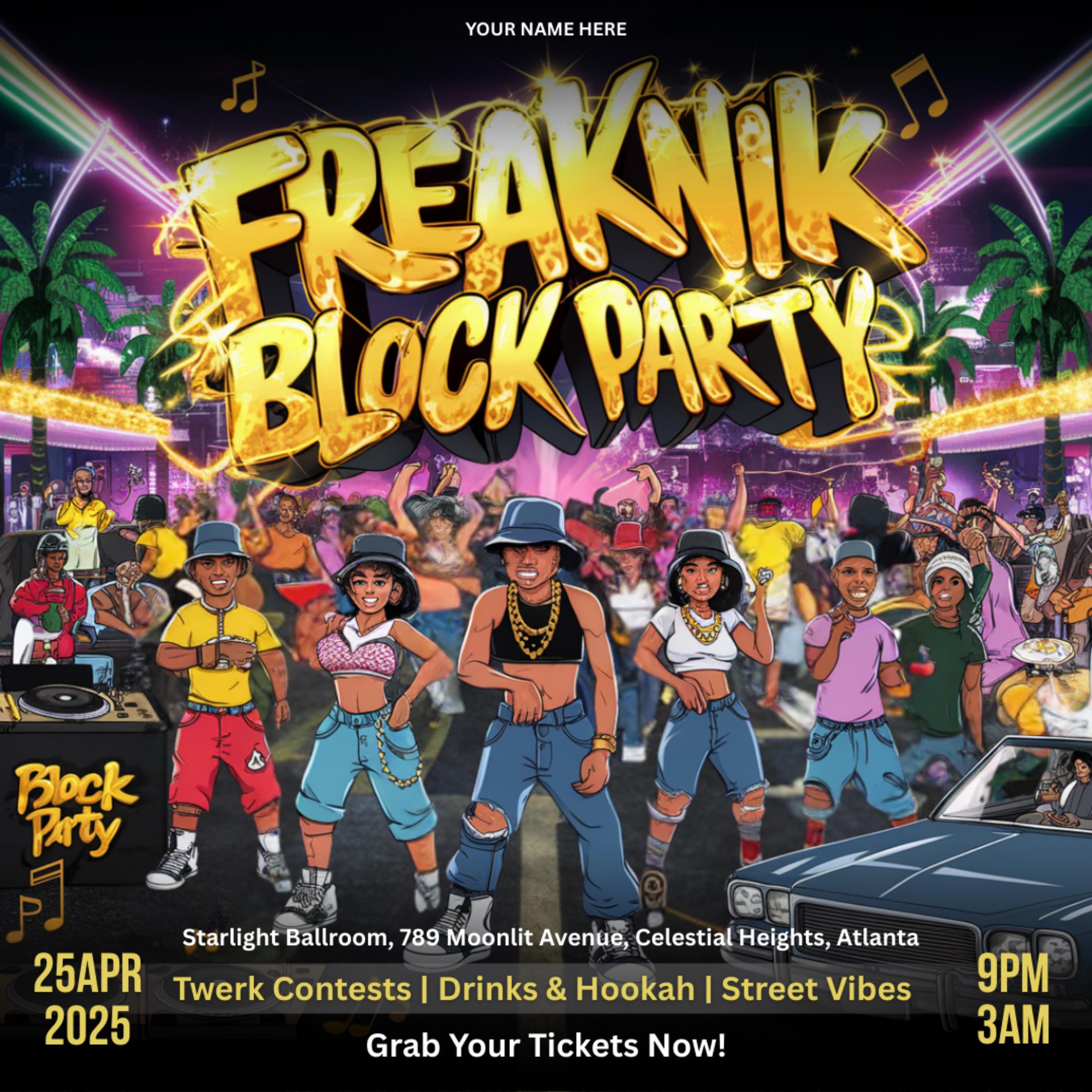 Freaknik Party Flyer, Block Party Flyer, Pool Mansion Party, Summer ...