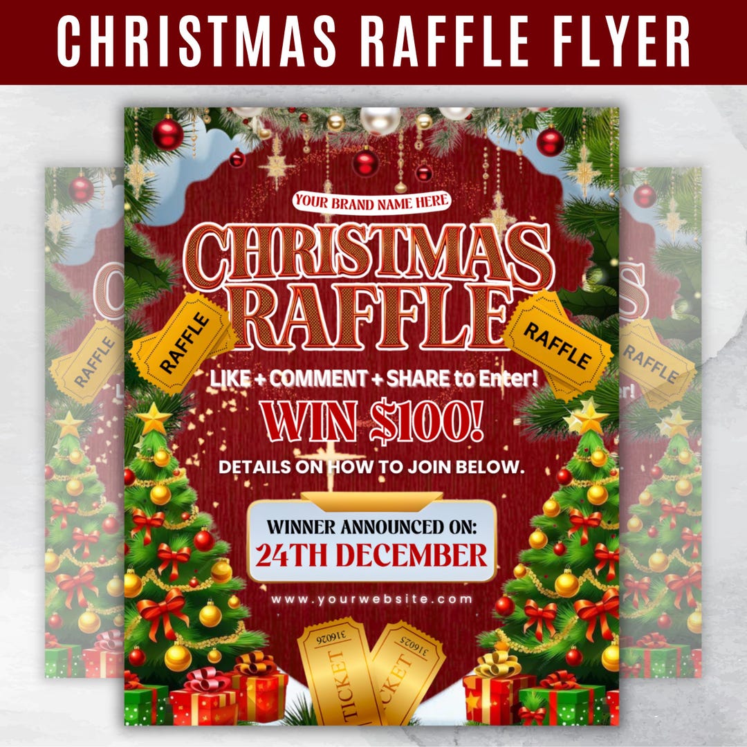 Festive Christmas Raffle Giveaway Flyer - DIY Holiday Flyer for Your ...