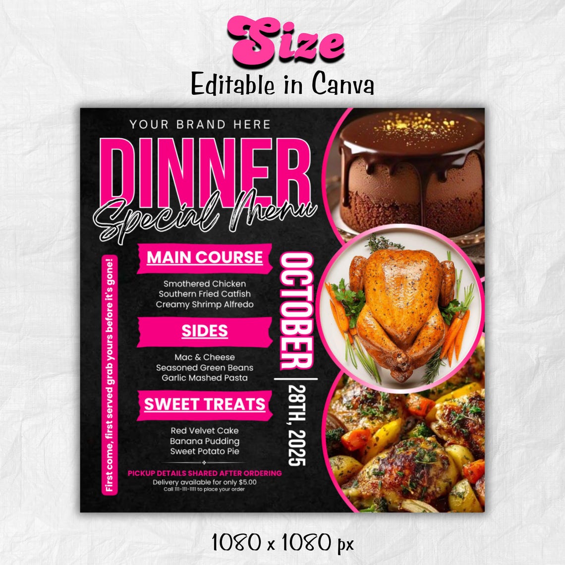 Dinner Sale Flyer, Sunday Deal Special Flyer Restaurant Food Menu ...