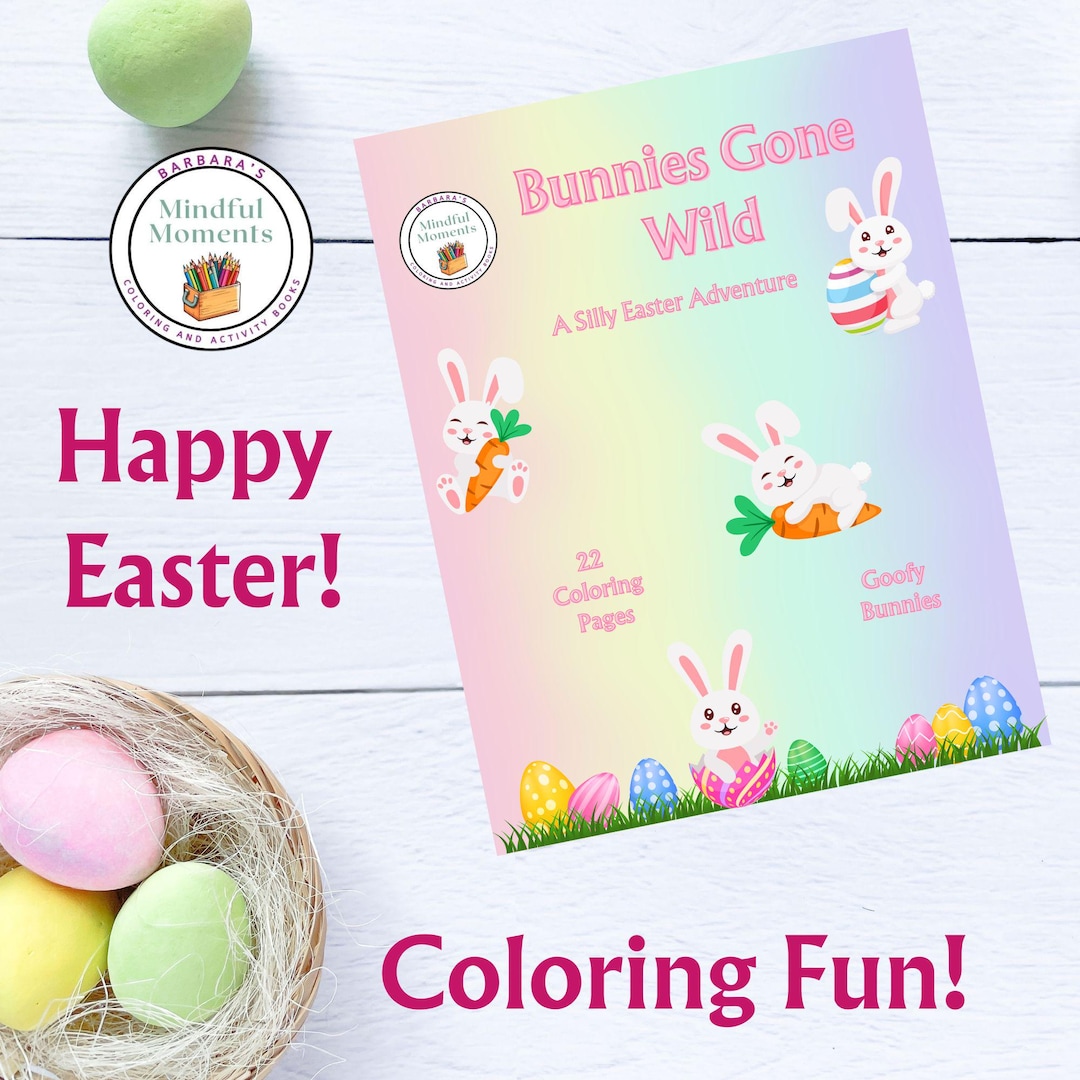 Funny Bunnies Easter Coloring Pages: Silly Kids Activity (digital ...