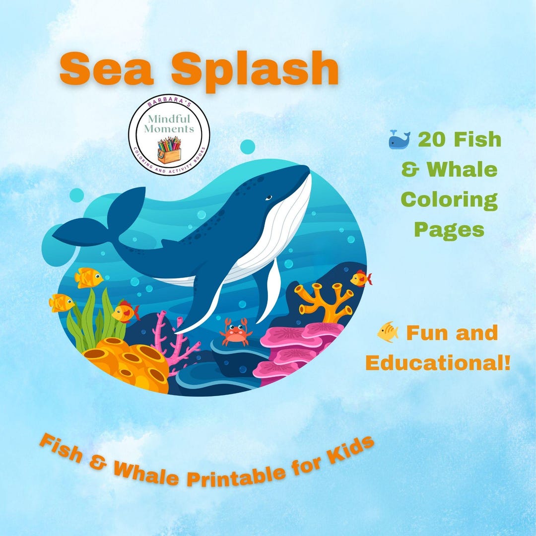 Sea Splash Printable | Learn Through Coloring | Ocean Animal Facts ...