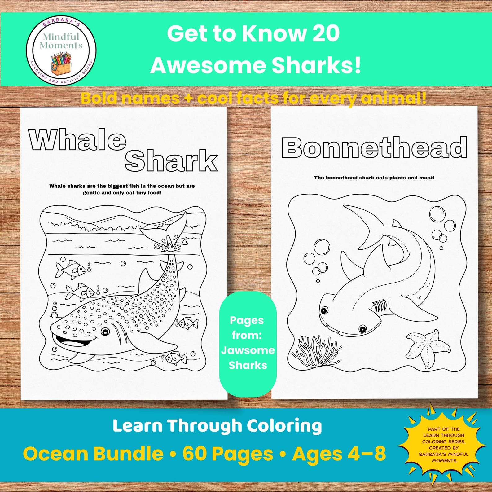 Ocean Animals Coloring Pages: Fun Facts, Sea Life Learning (digital ...
