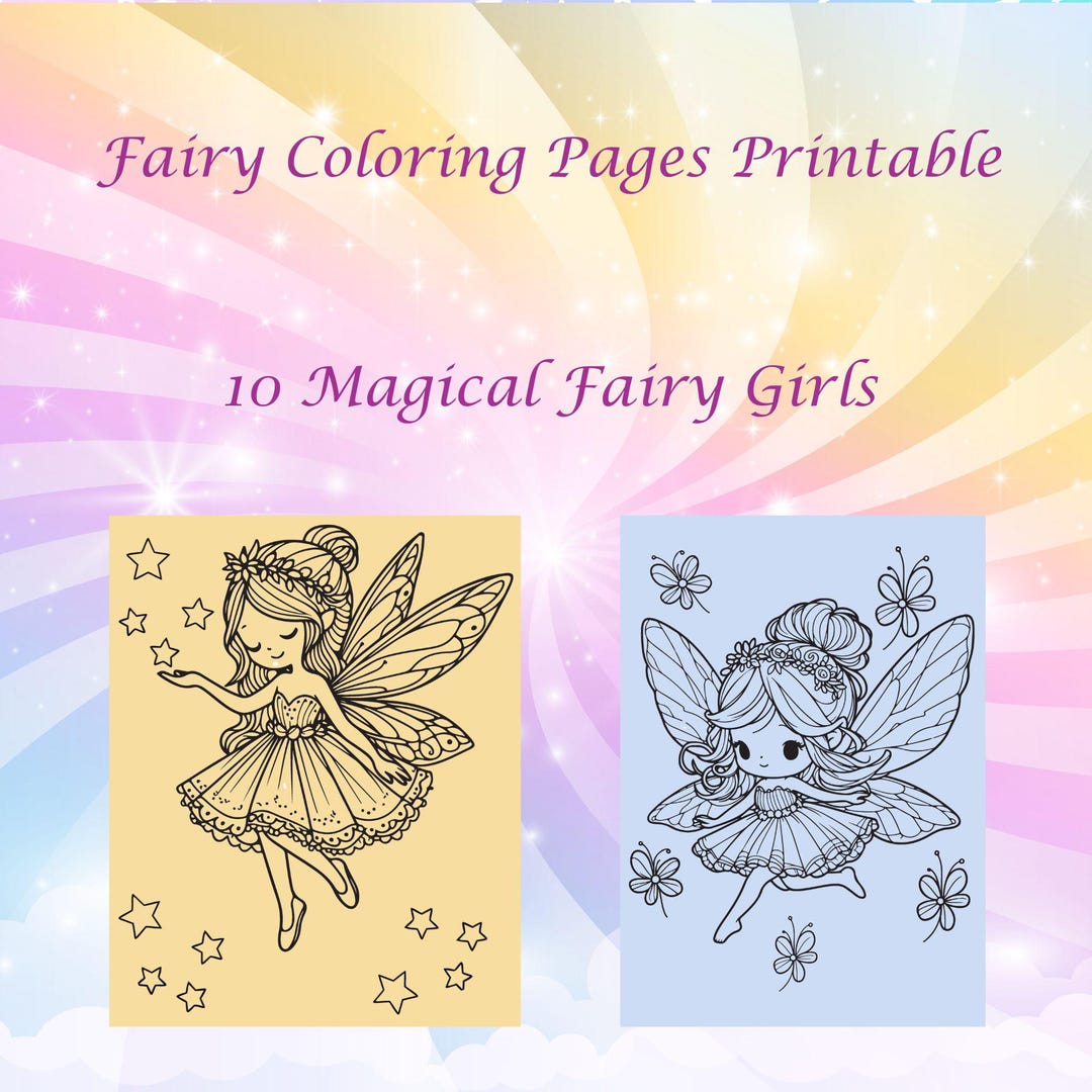 Fairy Coloring Pages Printable – 10 Magical Fairy Girls – Instant ...