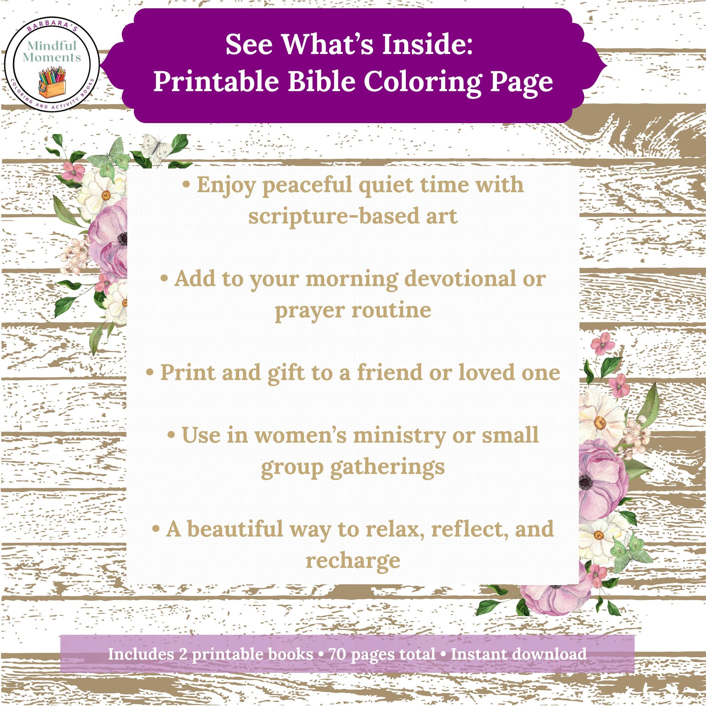 Bible Verse Coloring Book Bundle: 70 Printable Scripture Pages (PDF ...