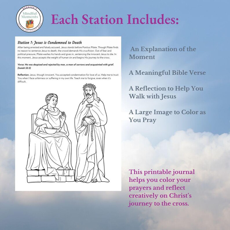 Stations of the Cross Coloring Journal: Catholic Lent Reflection ...