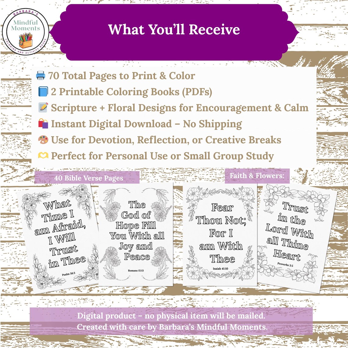 Bible Verse Coloring Book Bundle: 70 Printable Scripture Pages (PDF ...