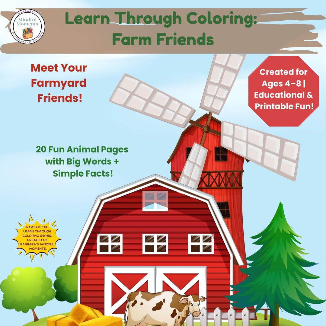 Farm Friends Coloring Book for Kids – Printable Farm Animal Pages ...