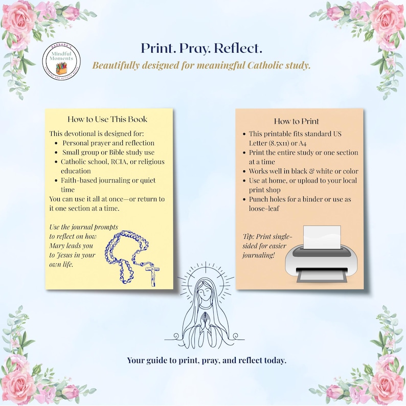 Catholic Bible Study Printable: Marian Devotional Journal & Rosary ...