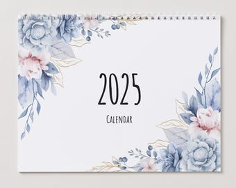 2025 Floral Line Art Calendar, Flowers Calendar Printable, Instant ...