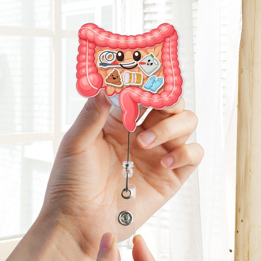 GI Shaker Badge Reel, Cute Colon Digestive Badge Reel, Gastroenterology ...