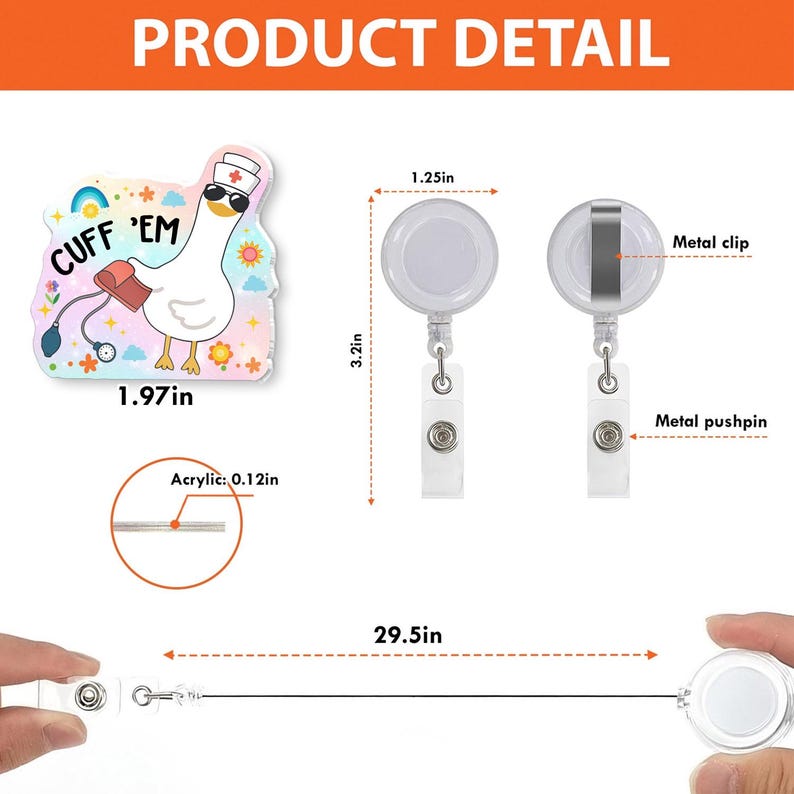 Cuff ’em Goose Badge Reel, Funny Nurse Badge, Pastel Goose BP Cuff Rn ...