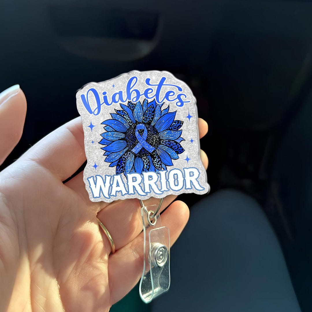 Diabetes Warrior Badge Reel, Blue Awareness Ribbon Badge Holder, Nurse ...