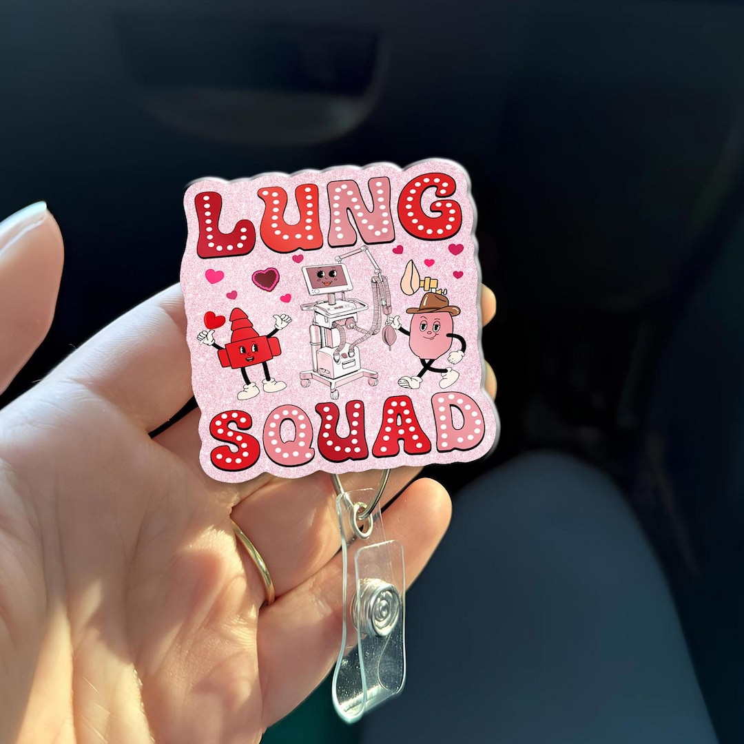 Lung Squad Badge Reel, Funny Respiratory Therapist Gift, RT Nurse Badge ...