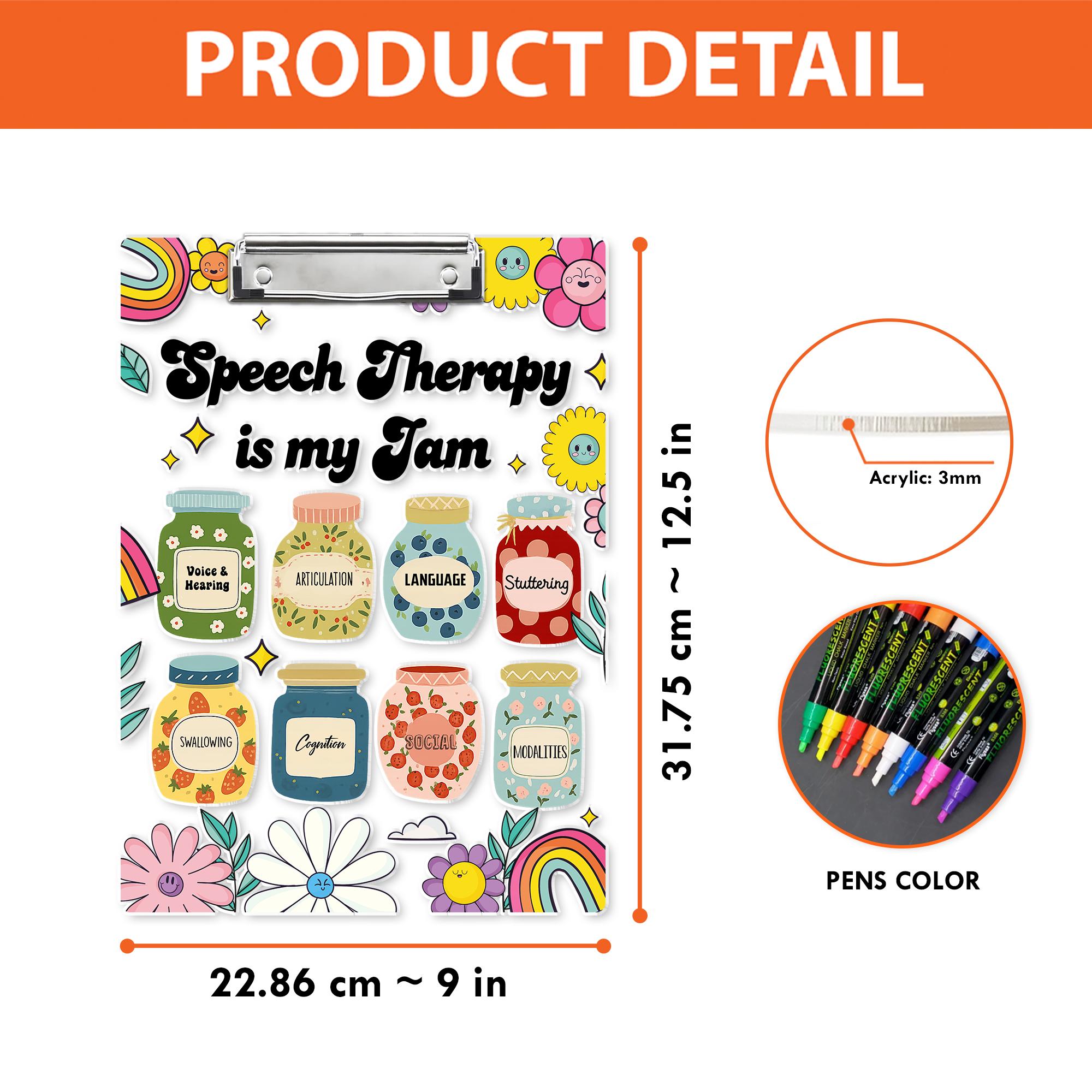 Speech Therapy Clipboard: SLP Gift, Playful Jam Design - Etsy