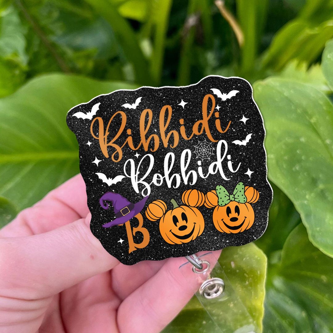 Bibbidi Bobbidi Boo Badge Reel: Glittery Halloween Minnie ID Holder - Etsy