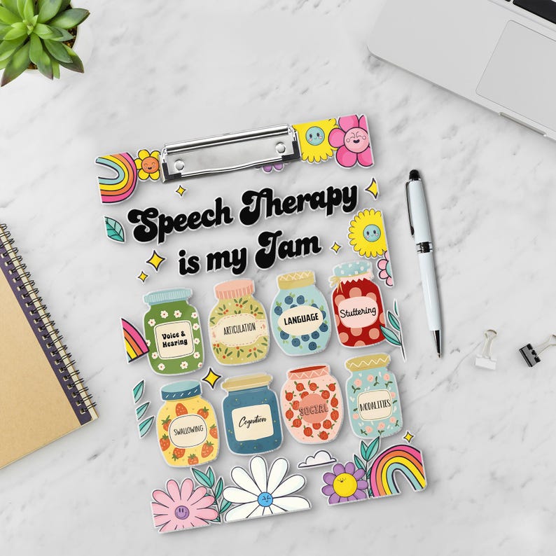 Speech Therapy Clipboard: SLP Gift, Playful Jam Design - Etsy