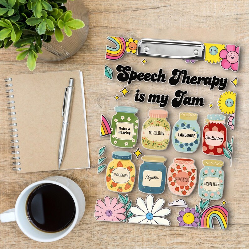 Speech Therapy Clipboard: SLP Gift, Playful Jam Design - Etsy