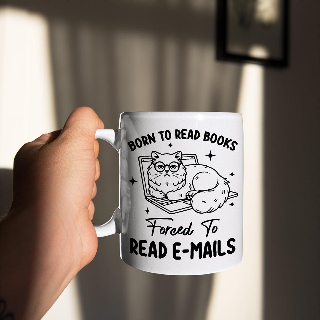 Funny Cat Coffee Mugs, Cat Lover Mugs for Work, Born to Read Books ...