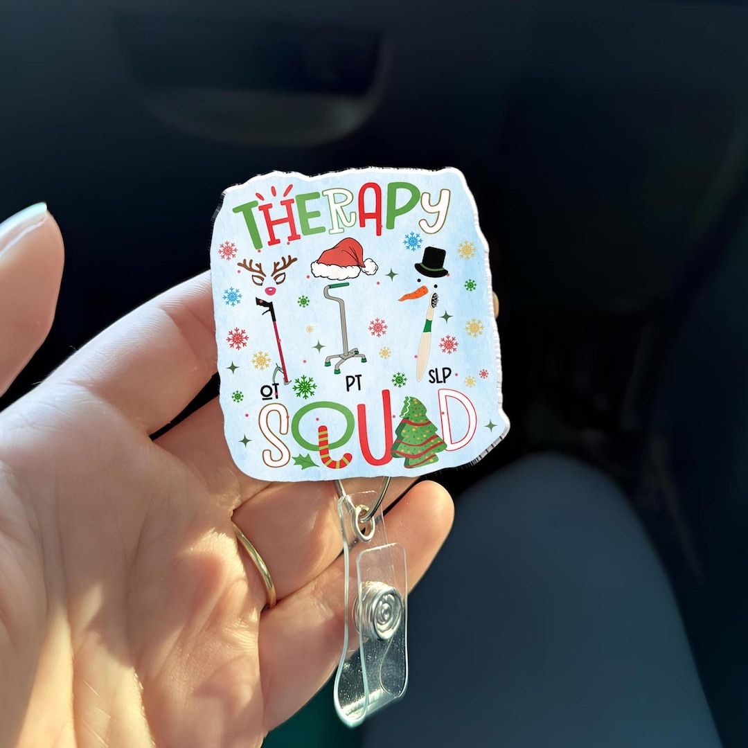 Therapy Squad Badge Reel – OT PT Slp Christmas Badge – Cute Therapy ...