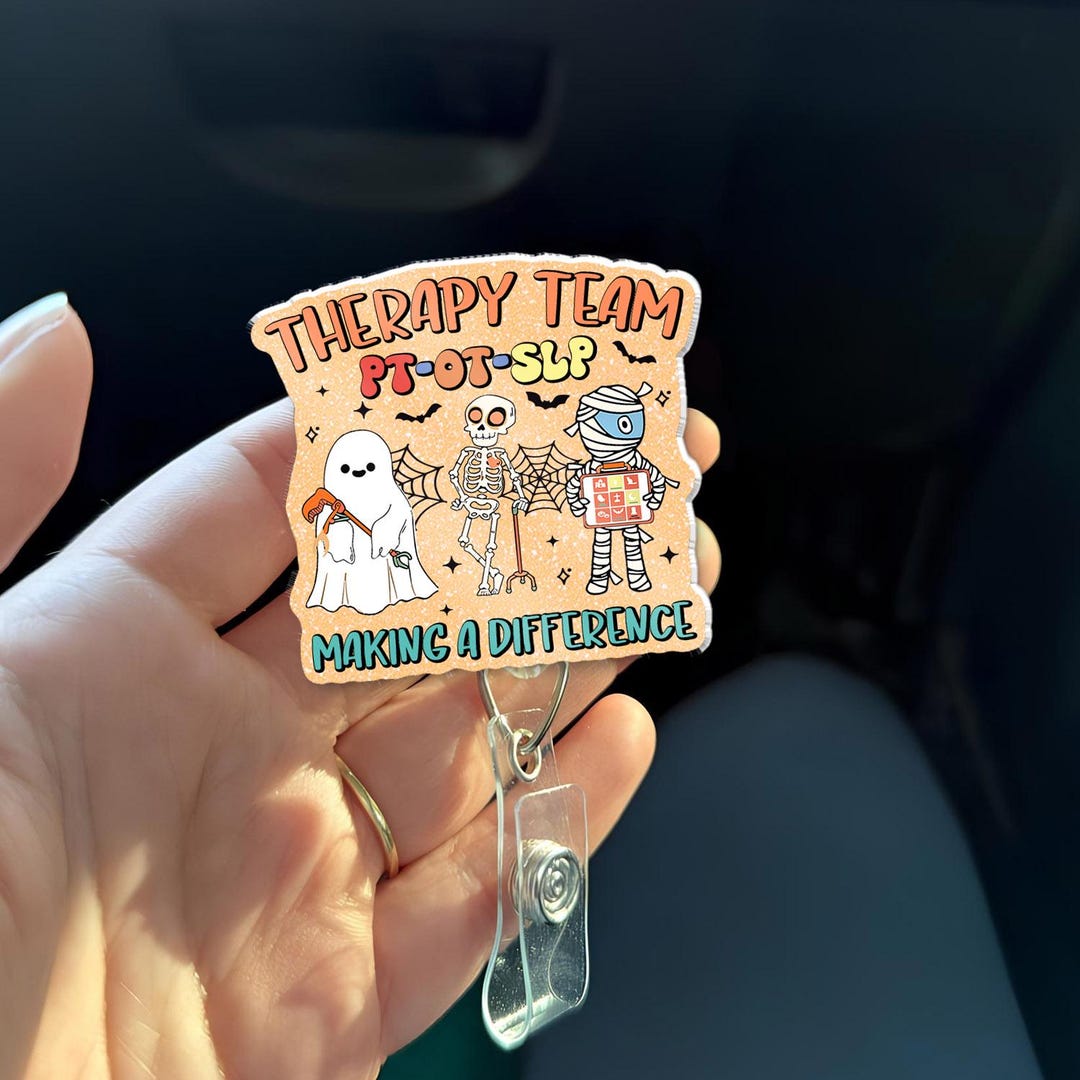 Therapy Team Badge Reel | PT OT Slp Halloween Badge Holder | Physical ...