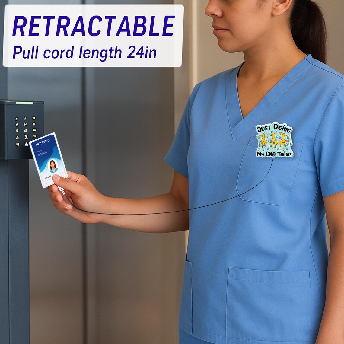 CNA Badge Reel – Just Doing My CNA Things Funny Goose Retractable ID ...