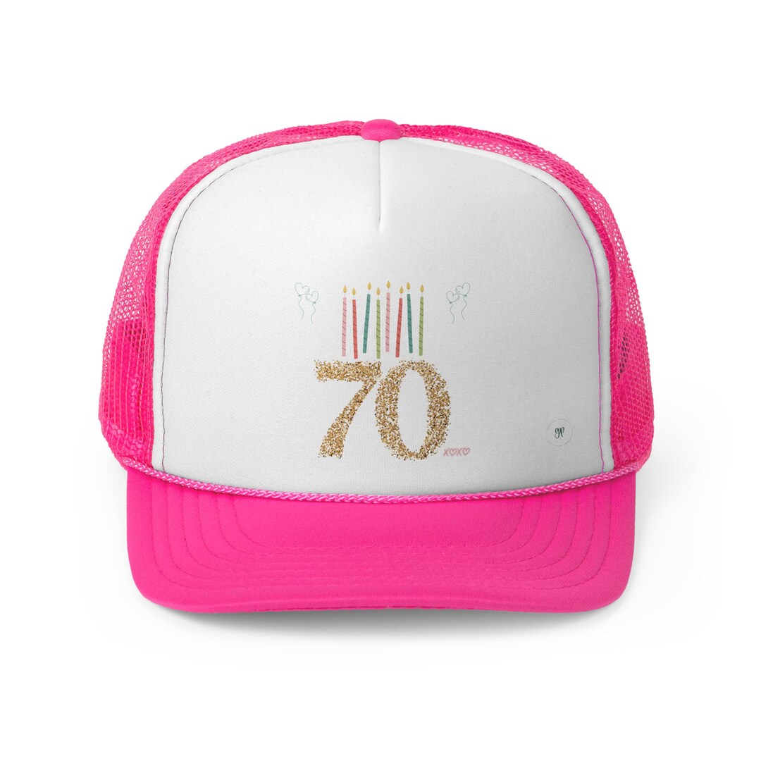 Happy 70th, Womens 70th Birthday, Hat, Candles, Birthday Cake Hat ...