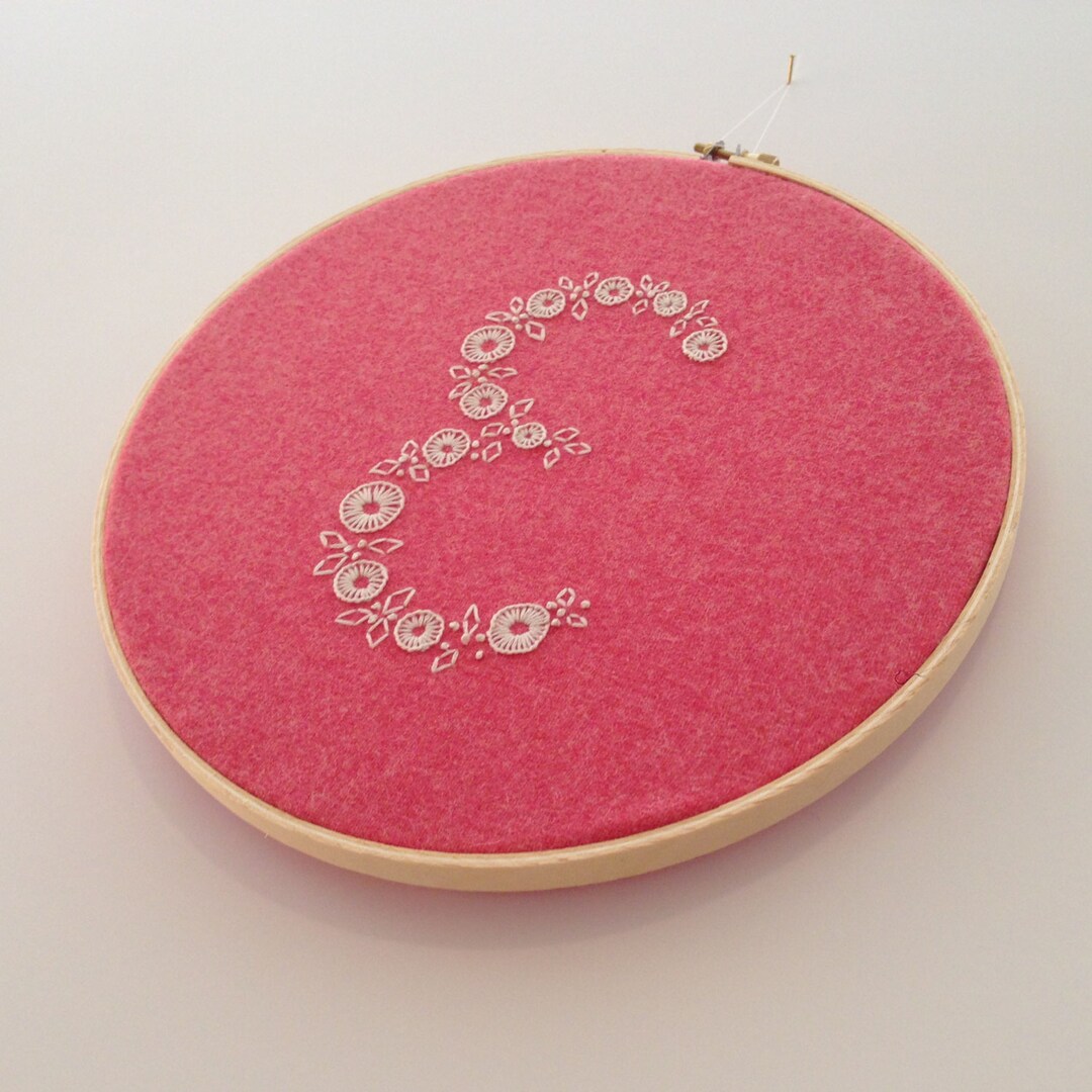 Floral E Monogram Hand Embroidery Pattern, Instant Download ...