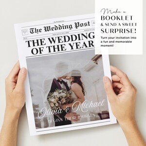 Wedding Newspaper Template Canva, Newlywed Times, Printable Wedding ...