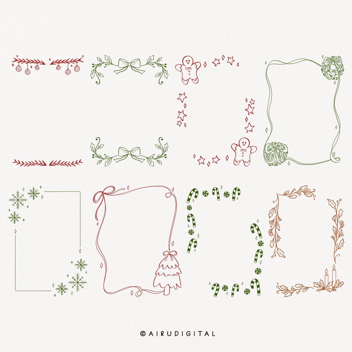 Hand Drawn Christmas Frame Illustration PNG | Winter Floral Clipart for ...