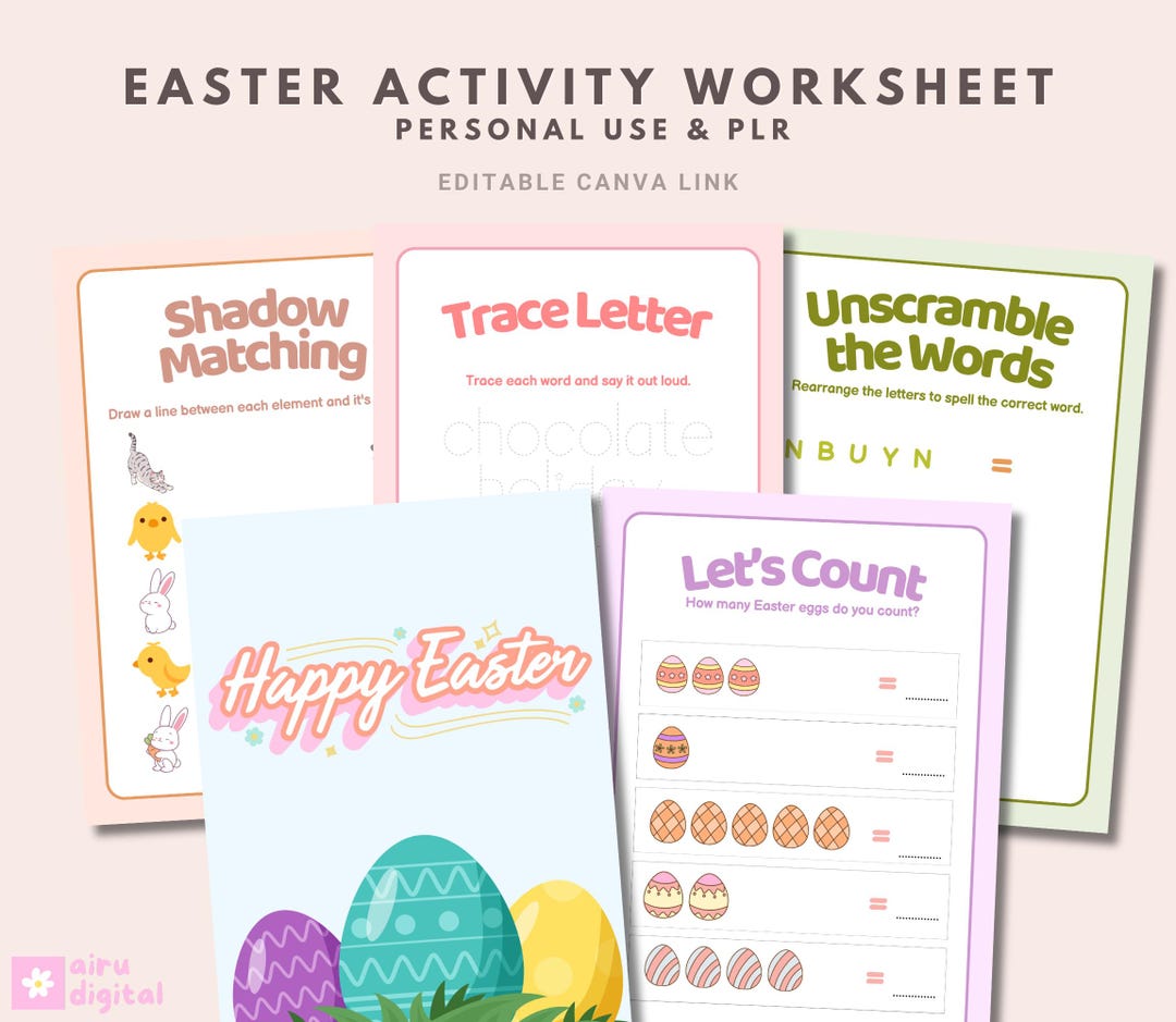 Editable Easter Worksheet Activity, PLR, Personal Use, Canva Link, Kids ...