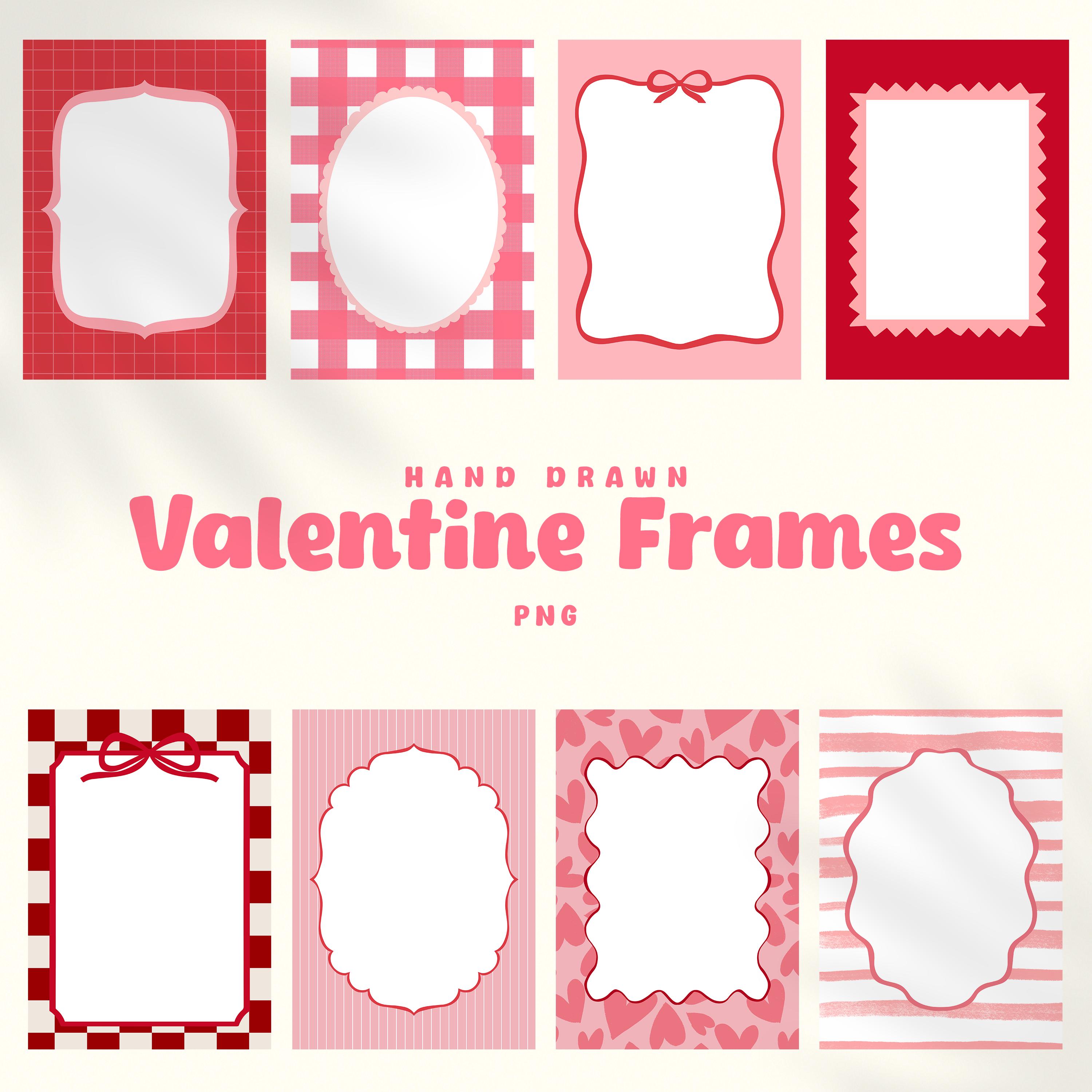 Hand-drawn Valentine Frames in PNG | Pink Coquette Ribbon Borders ...