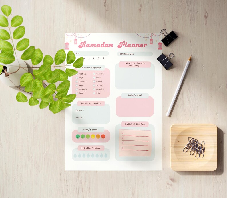 Islamic Ramadan Planner 2025, Pink and Blue, Cute Schedule Tracker ...