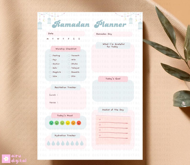 Islamic Ramadan Planner 2025, Pink and Blue, Cute Schedule Tracker ...