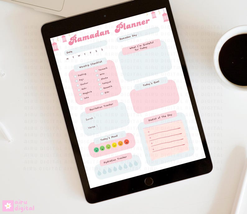 Islamic Ramadan Planner 2025, Pink and Blue, Cute Schedule Tracker ...
