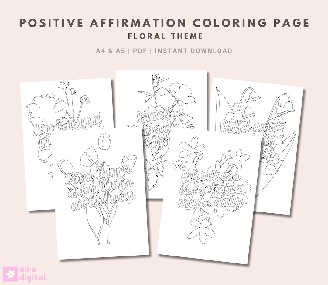 Positive Affirmation Coloring Page, A4 A5 Printable, Instant Download ...
