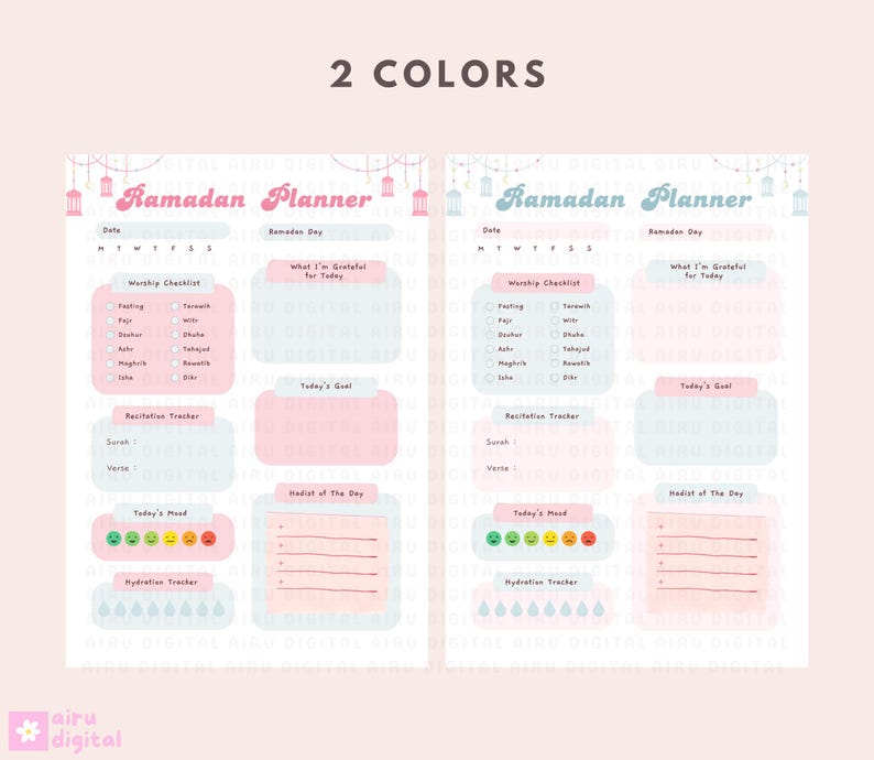 Islamic Ramadan Planner 2025, Pink and Blue, Cute Schedule Tracker ...