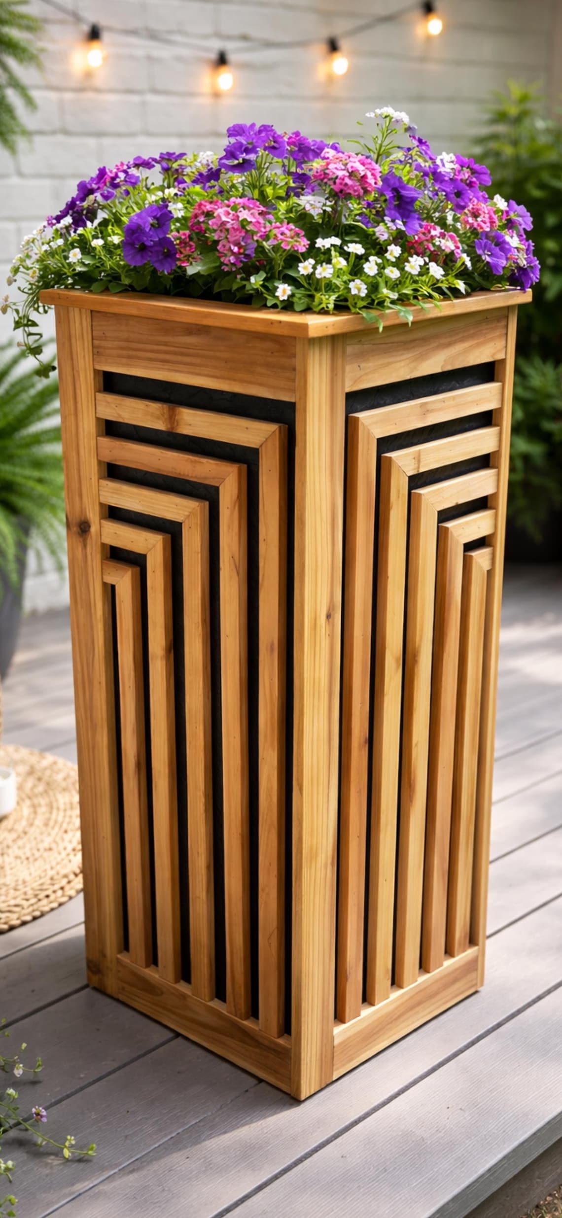 Tall Cedar Planter Box – Modern Geometric Design - Etsy