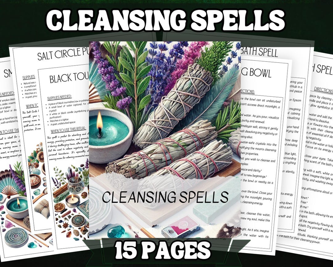 Printable Energy Cleansing Spell Pack 15 Rituals to Purify, Protect ...