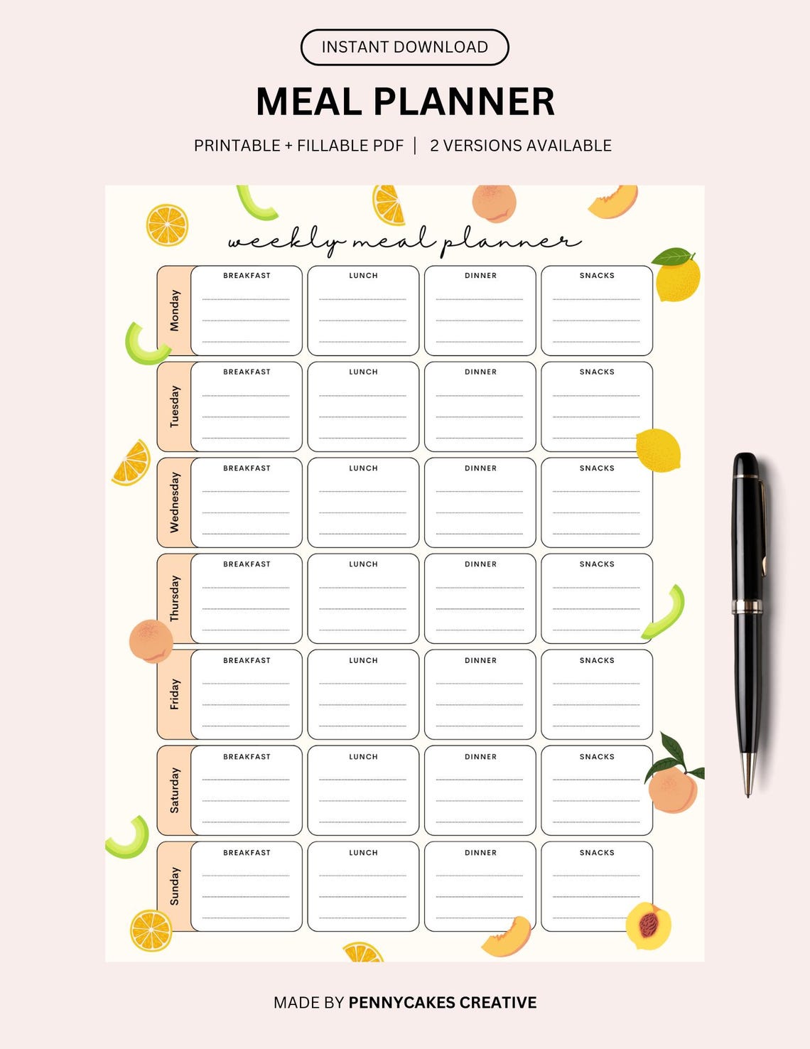 Weekly Meal Planner, Printable Meal Planner, Baby Meal Plan, Digital ...