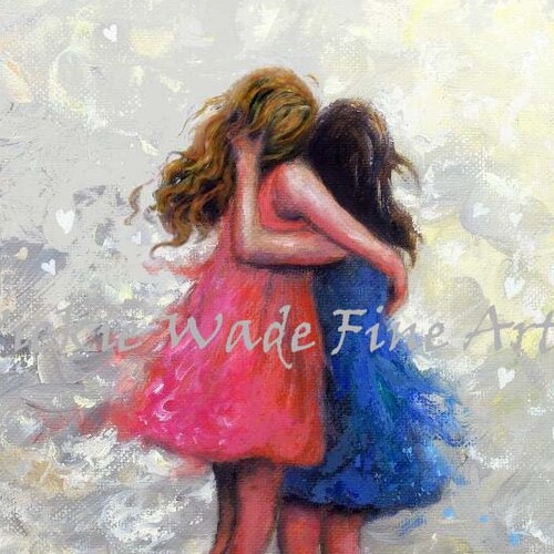 Sisters Art Print Two Sisters Hugging Girls Sister Wall | Etsy