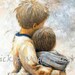 Two Brothers Hugging Art Print, Two Sons, Two Little Boys Hugging ...