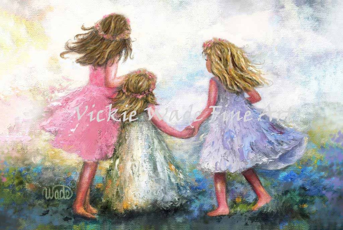Three Sisters Art Print Three Blonde Girls Blondes Three - Etsy